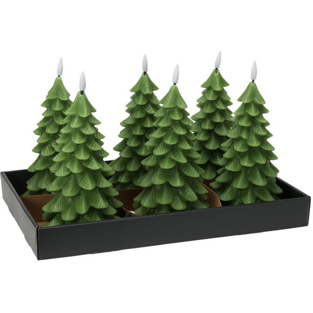 Светодиодная свеча Елочка - Ulseby 19.5 см зеленая, на батарейках, таймер, Koopman, AX5437020