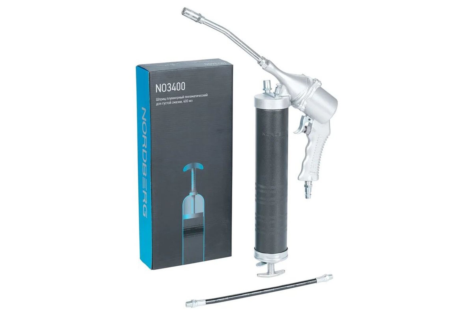 Шприц плунжерный пневматический для густой смазки 400мл Nordberg NO3400