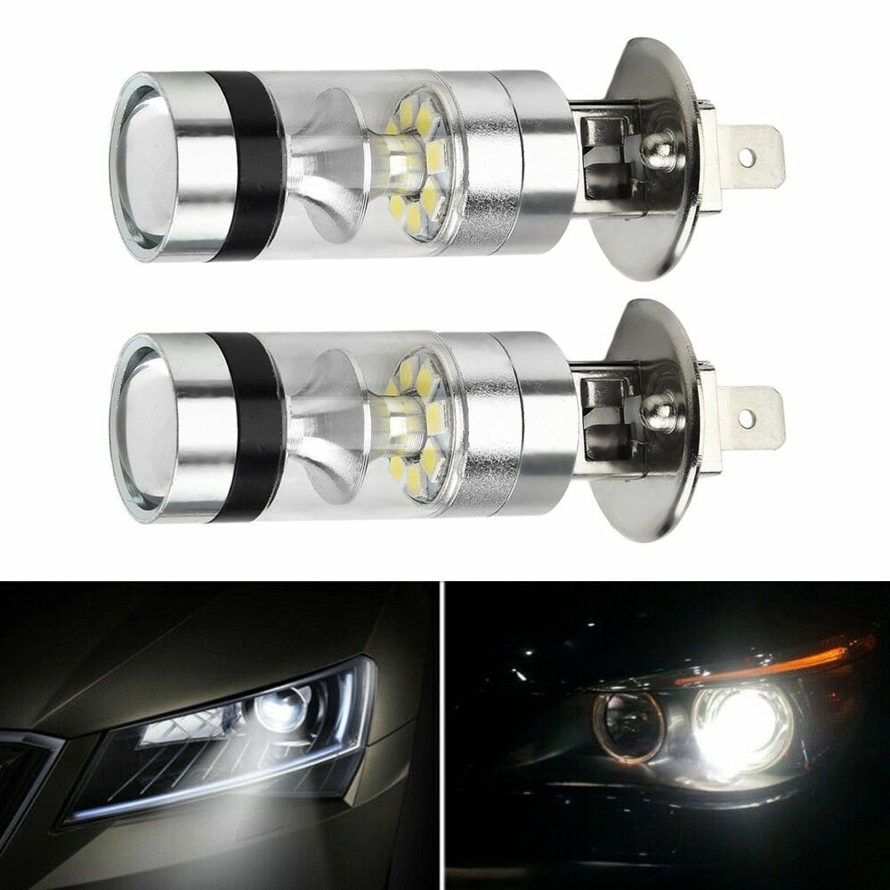 Набор 2 шт H1 100 Вт LED 6000K для фар и DRL, белые противотуманные лампы 12-24 В, 20 SMD, установка спереди