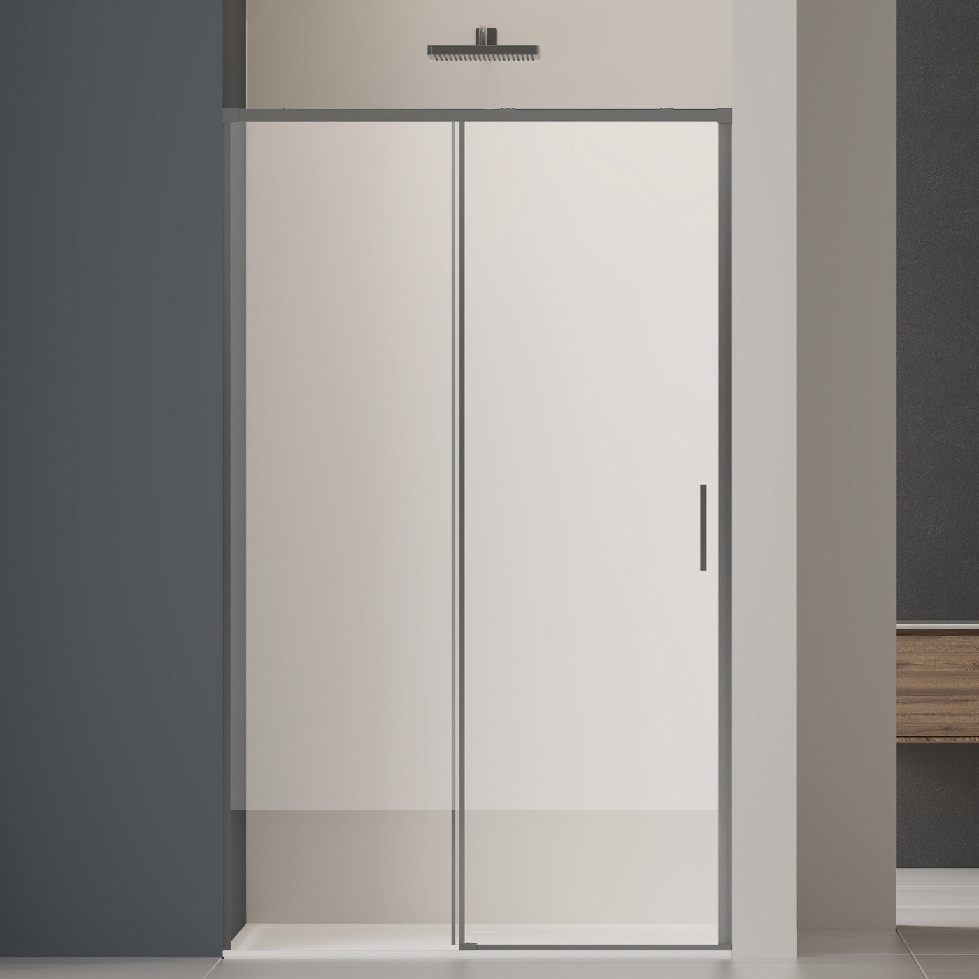 Душевая дверь Vincea Soft 2 200х130 VDS-3SO2130CLGM вороненая сталь