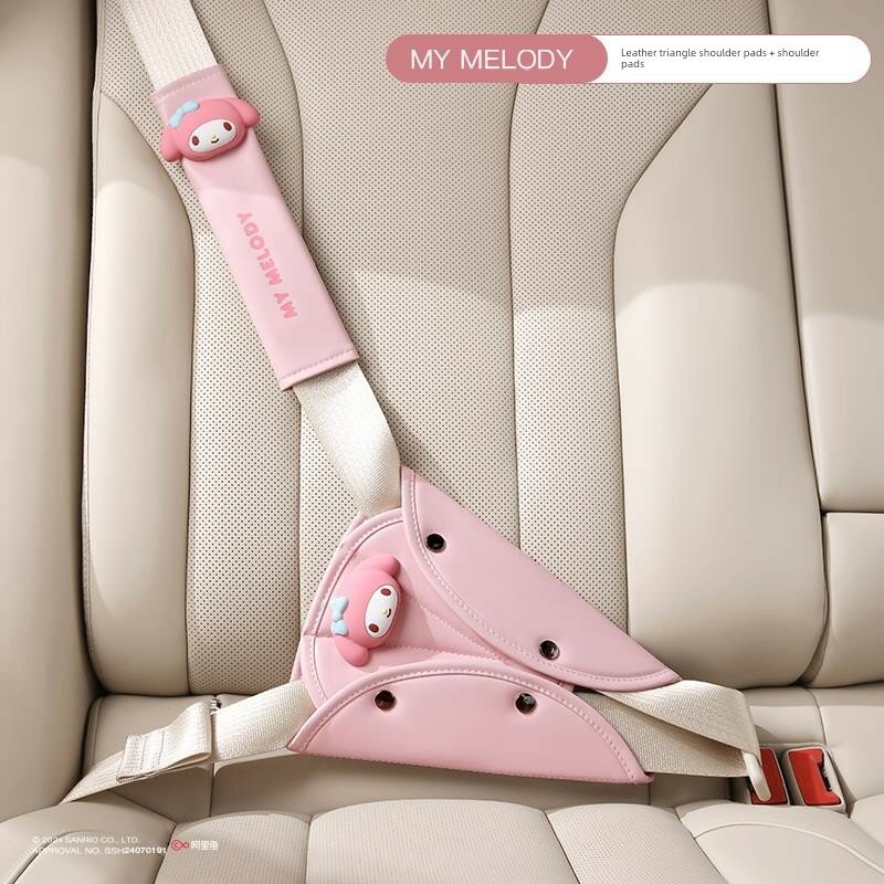 Sanrio Melody треугольный регулятор ремня безопасности с кожаной подушкой для защиты ребенка