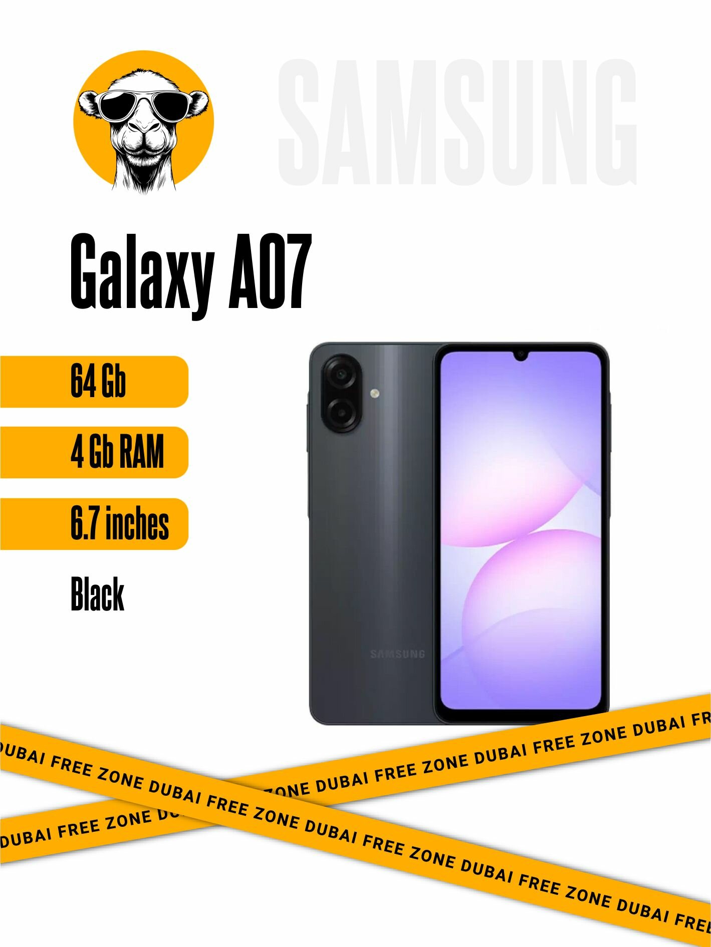 Смартфон Samsung Galaxy A07 4/64Gb Black/Черный.