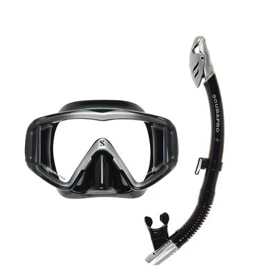 Scubapro CRYSTAL VU Комплект маска и полный сухой ластик - черно-серебристый для дайвинга