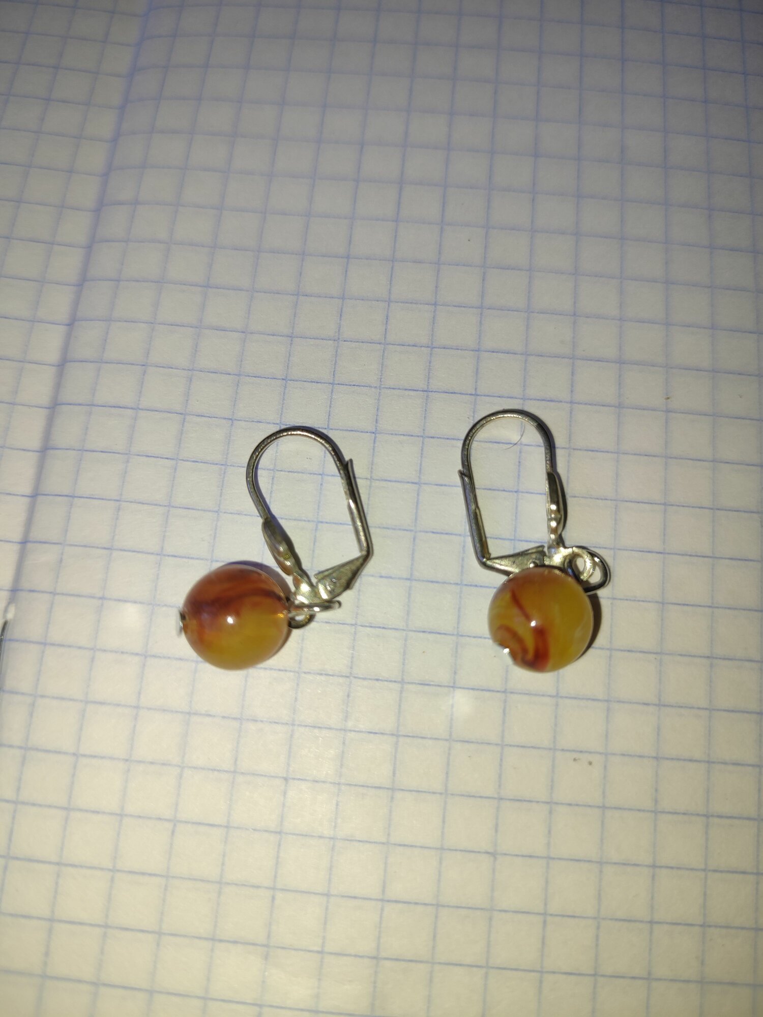 Серьги, янтарь прессованный