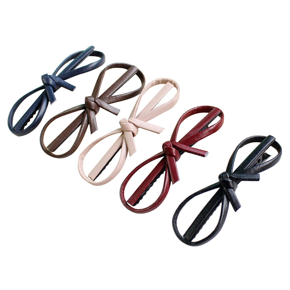 Набор из 5 кожаных заколок для волос женщин и девушек, разноцветные, для декора