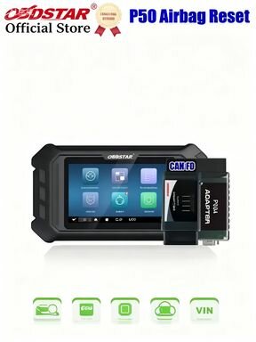 OBDSTAR P50 Airbag Reset + PINCODE — сброс подушек безопасности P004/CAN FD, 92 марки, 13200+ номеров ECU