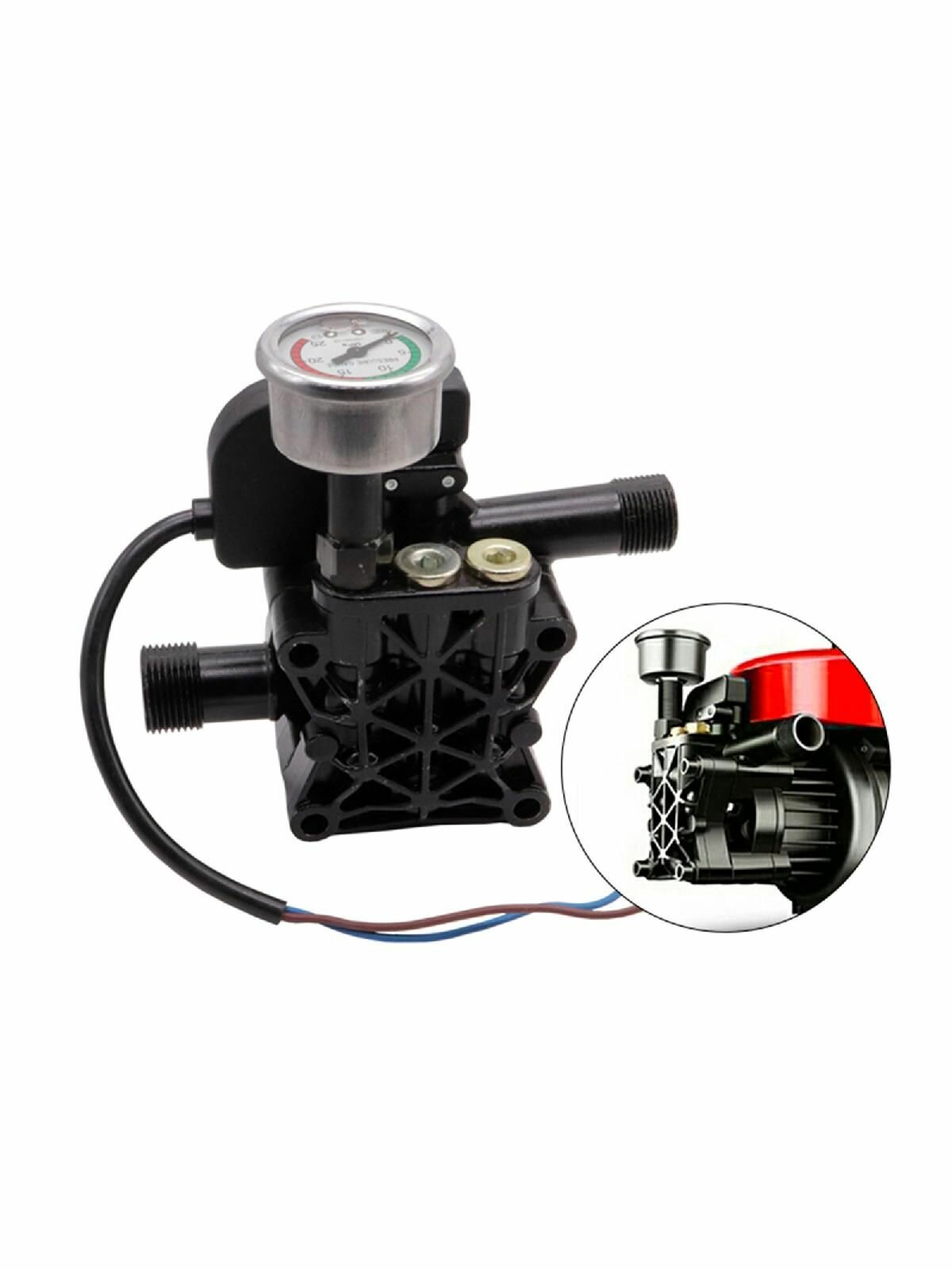 (1 шт.) Манометр для мойки высокого давления, автомобильной мойки (с подсветкой) - 0-250 бар