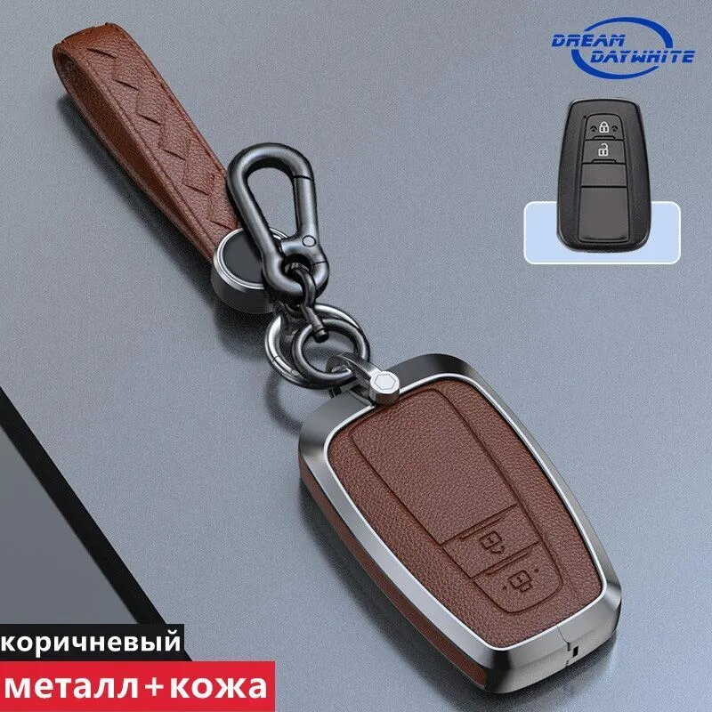 Сплав + кожаный чехол для ключей автомобиля для Toyota CHR Camry Corolla RAV4 Highlander C-HR Prius Land Cruiser Prado 2 3 кнопки