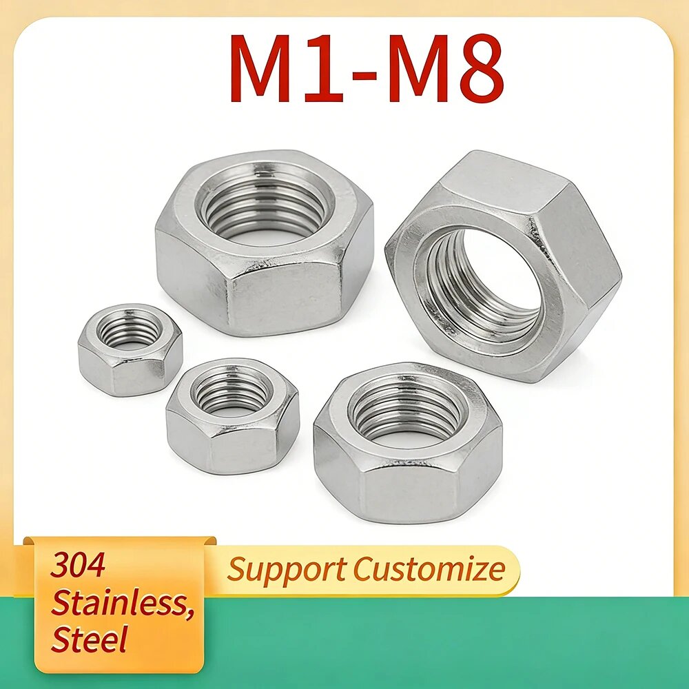 Гайки из нержавеющей стали DIN934 M1-M8, M3.0 (50шт)