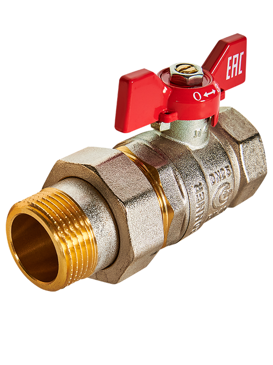Кран шаровой с американкой ROMMER 1" ручка-бабочка, ГОСТ (RBV-0005-2510225)