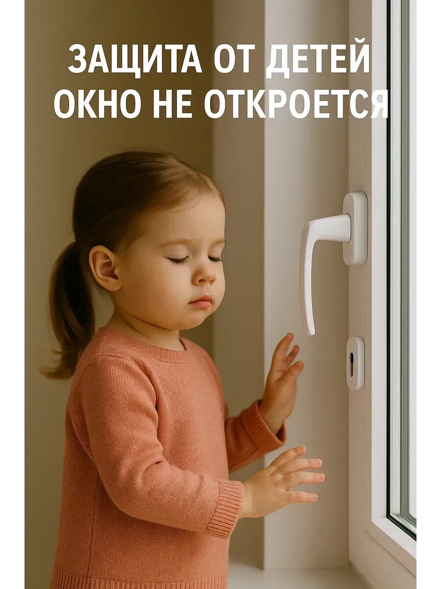 Ручка оконная с замком и ключами, комплект для ПВХ-окон.
