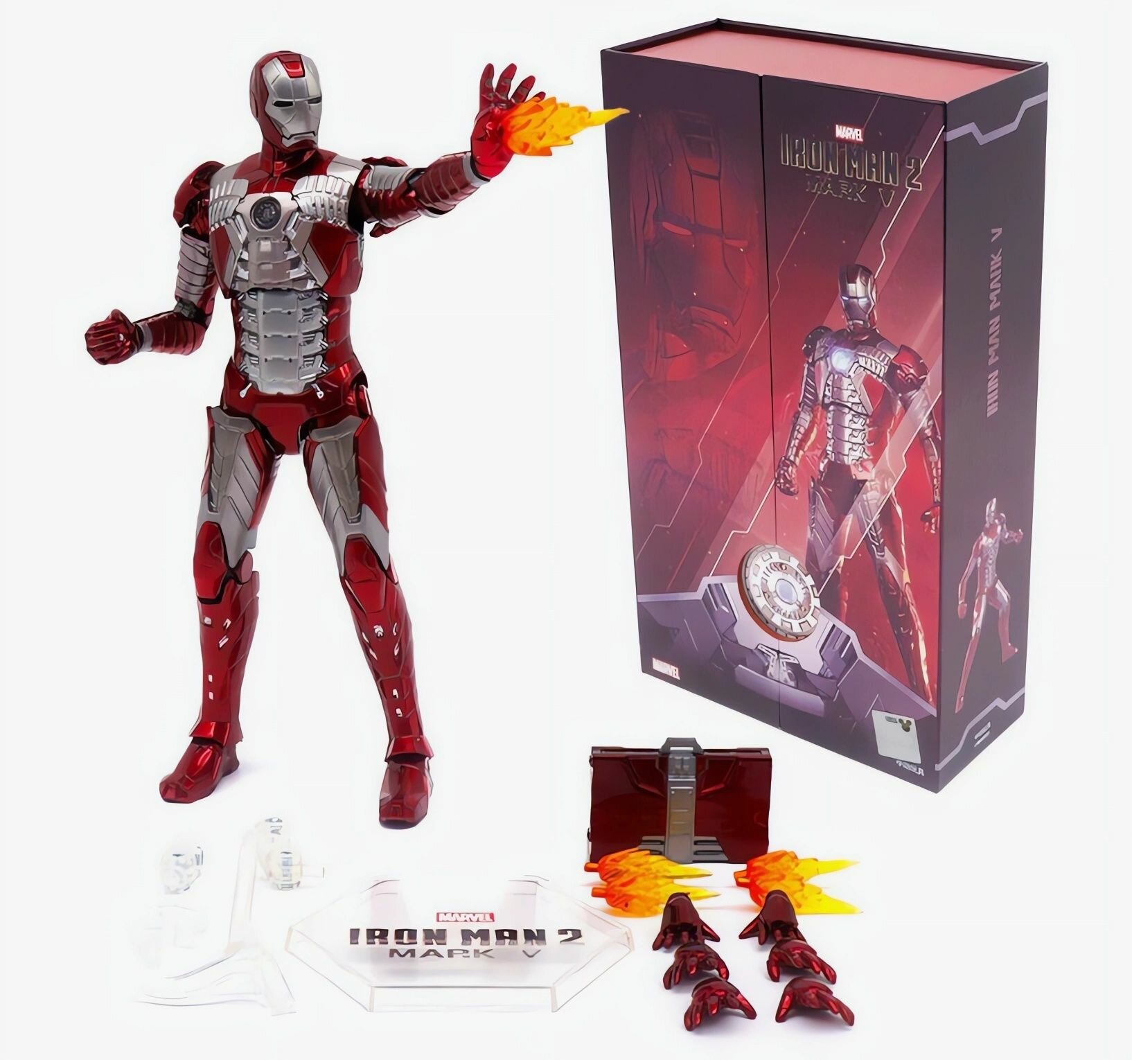 Kоллекционная лицензионная фигурка с аксессуарами от "Marvel/ZD TOYS". "Железный человек"/Iron Man (Mark-5) Высота - 18 см