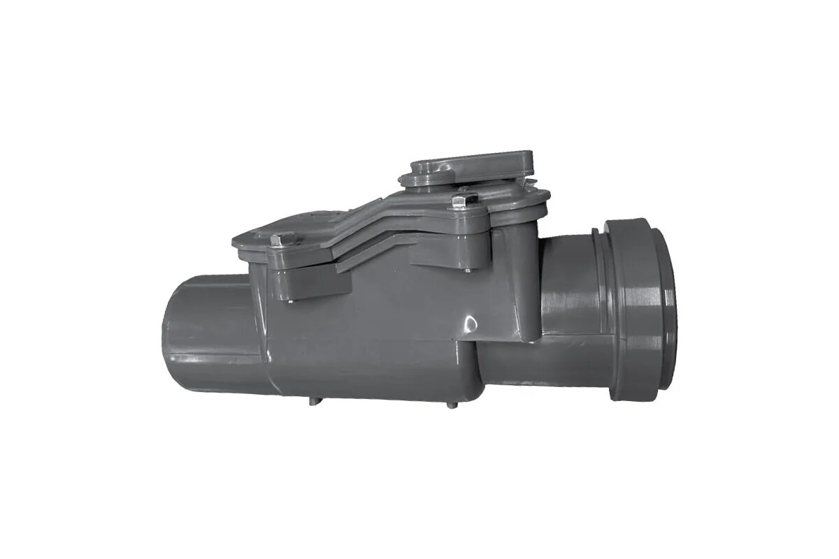 Обратный клапан Политэк 50 – полипропиленовый серый, 50 мм, максимальная температура 90 °C, срок службы 50 лет