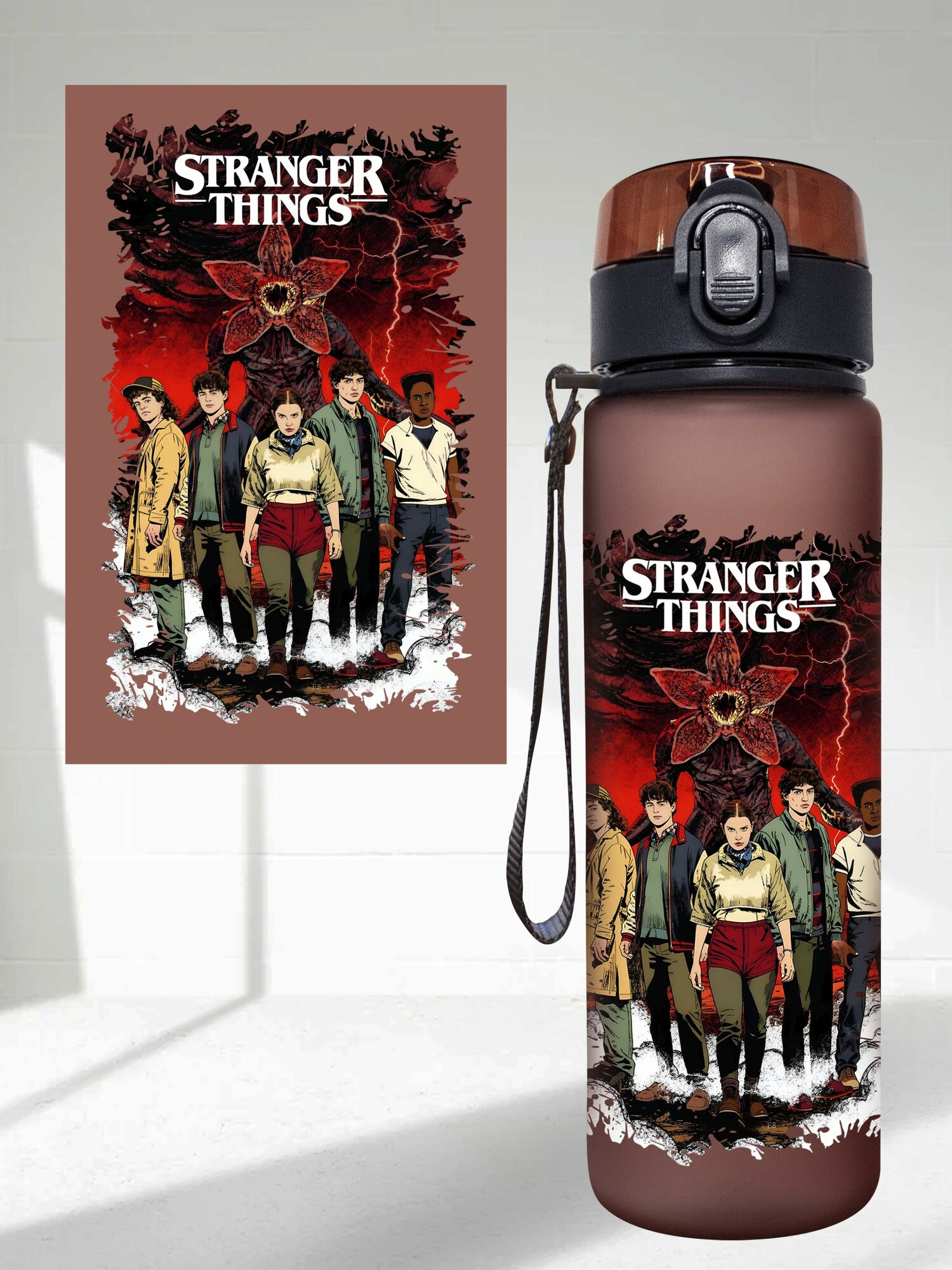 Бутылка для воды ОСД (Очень Странные Дела / Stranger Things), 500 мл, спортивная, красная