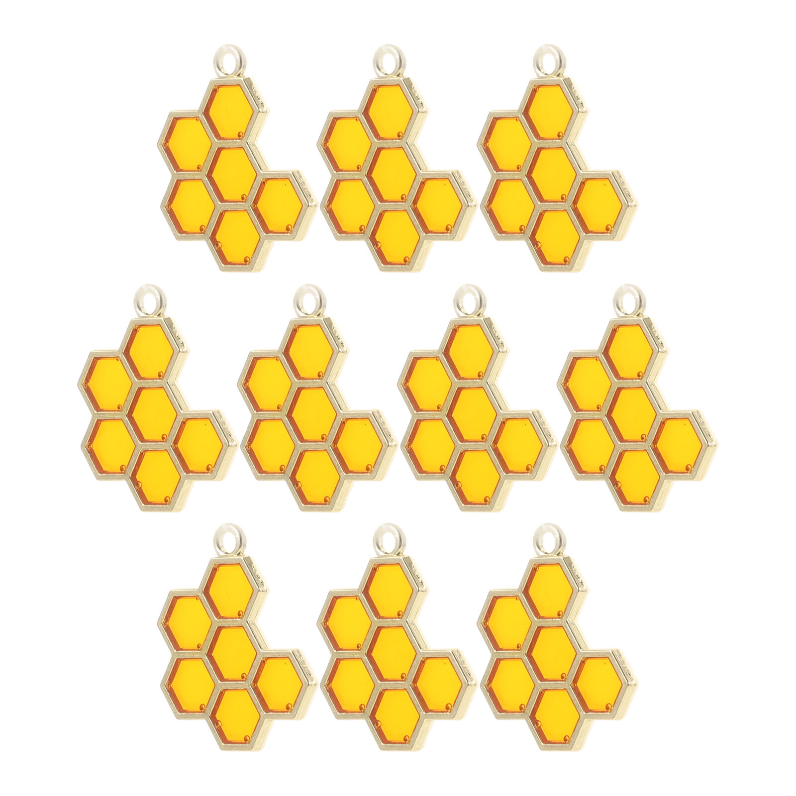 Набор для самостоятельного изготовления сережек и ожерелья: подвеска в виде сот (оранжевая), 10 шт.