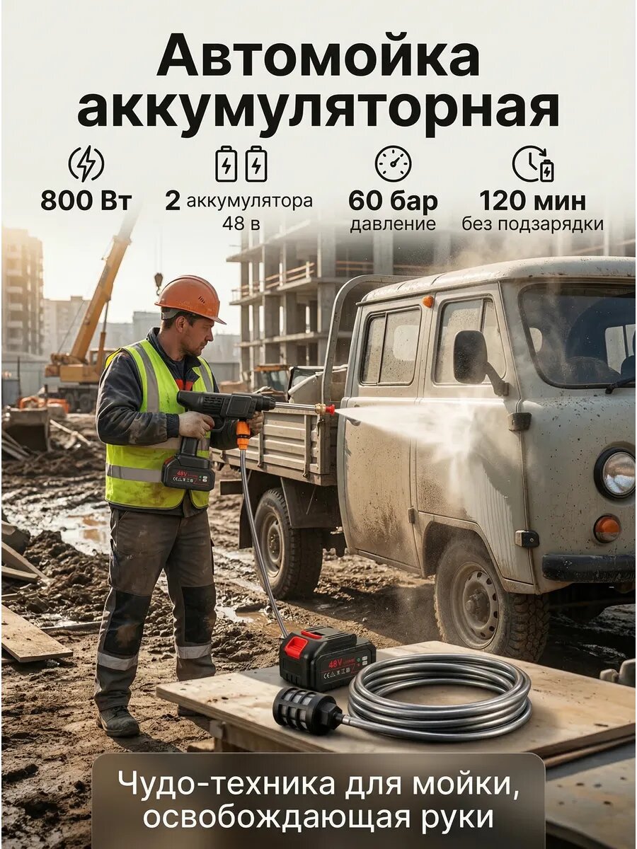 Мойка высокого давления для автомобиля аккумуляторная