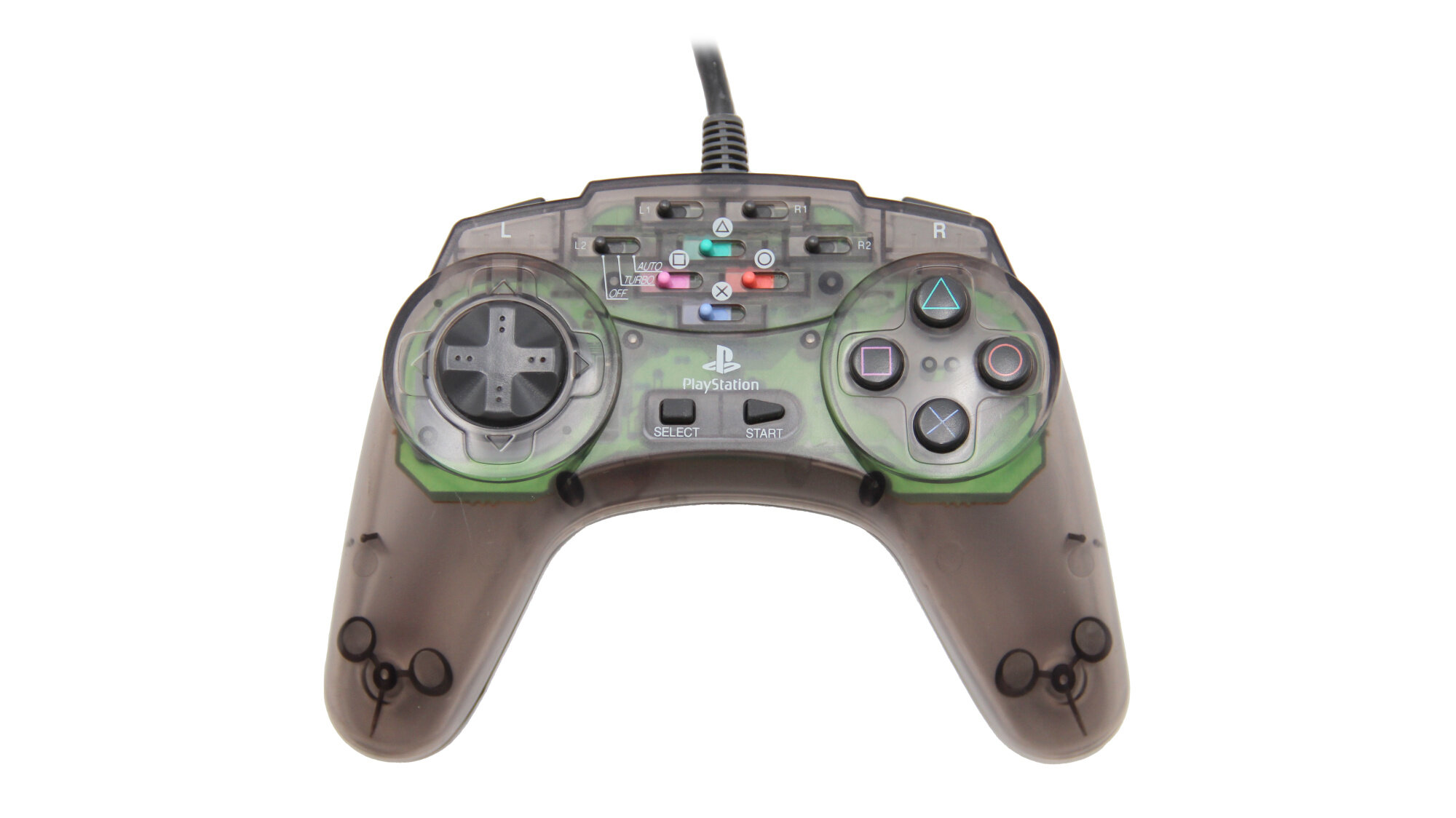 Геймпад проводной ASCII Pad V2 для Sony PS1/PS2 (прозрачный)