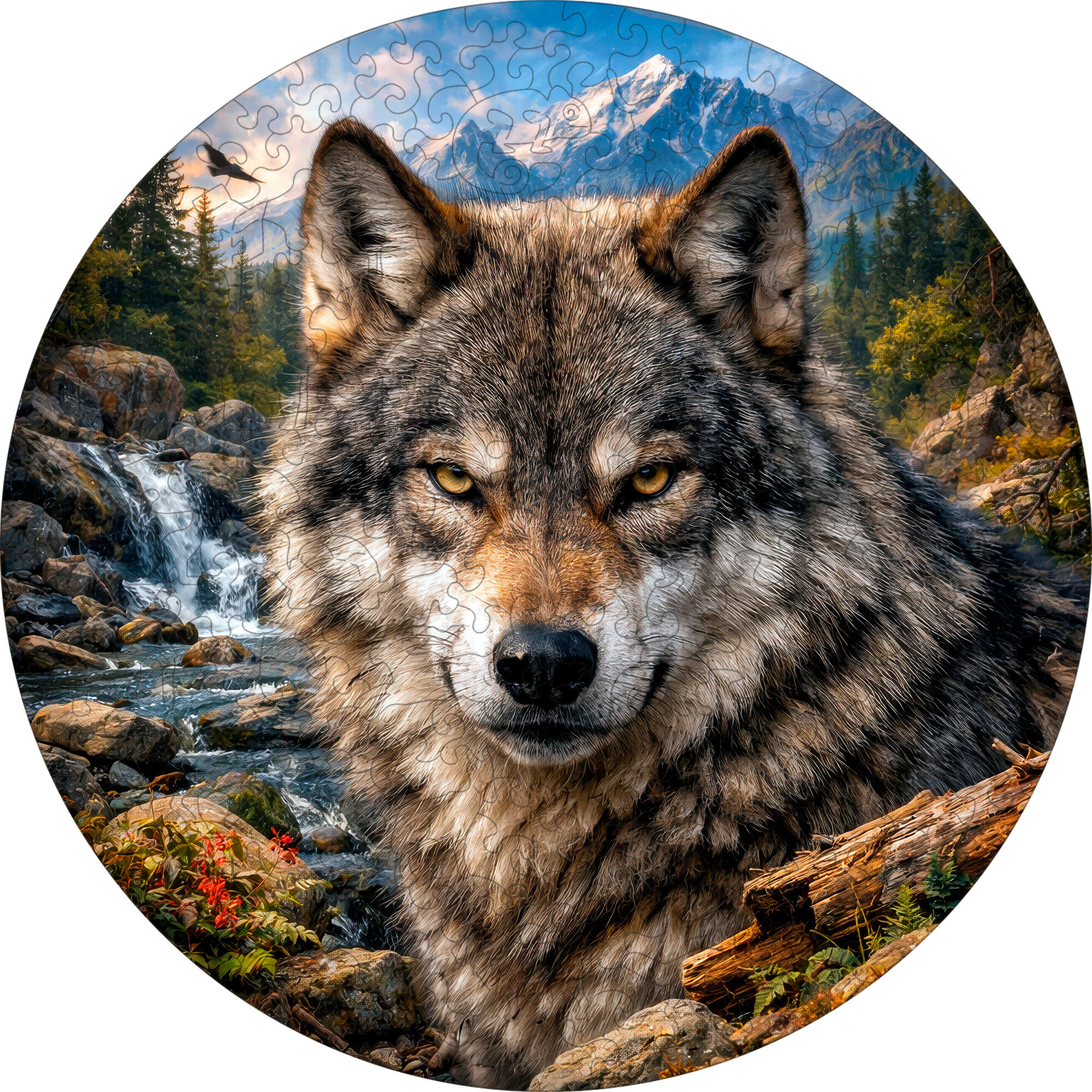 Деревянный пазл "Волк" коллекции "Мир животных" / 30х30см, 216 деталей / Подарок для взрослых и детей