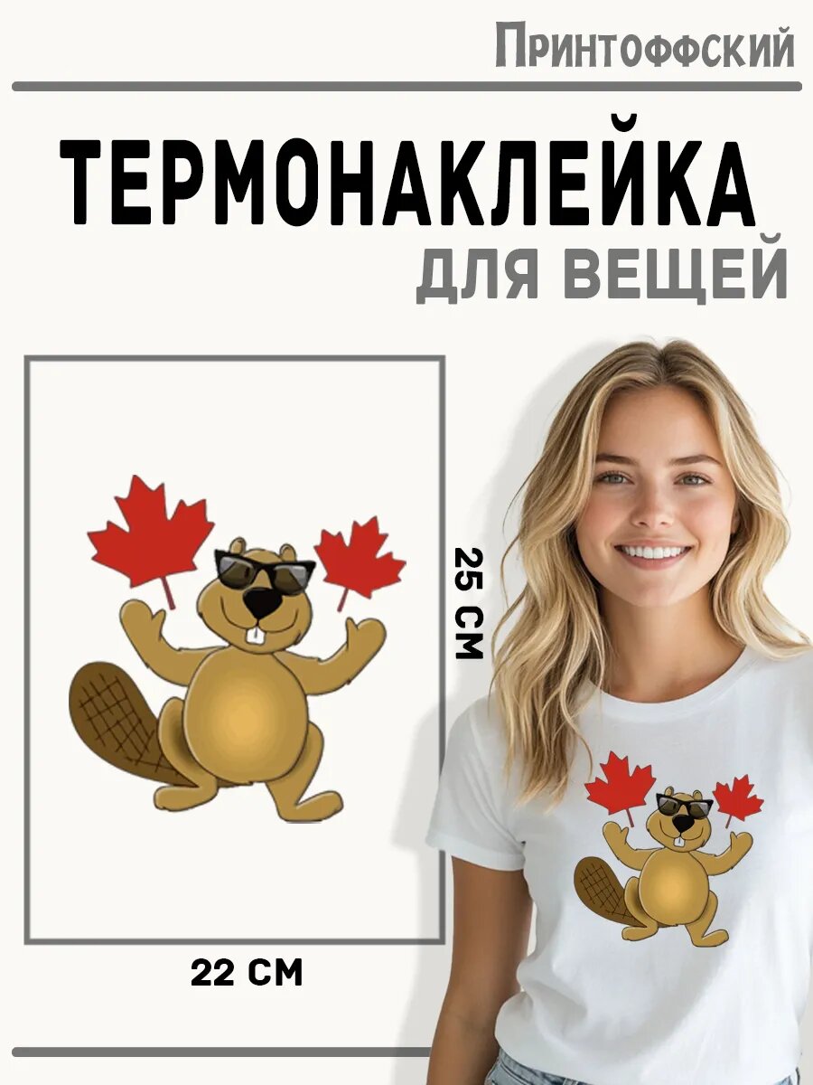 Термонаклейка для одежды и аксессуаров DTF-печать бобер — фото 1