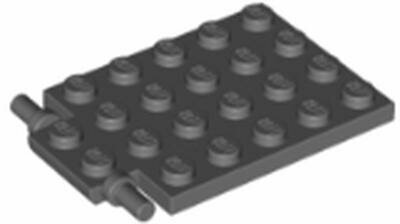 Деталь Lego 92099 Plate, Modified 4 x 6 with Trap Door Hinge (Long Pins)