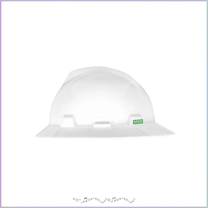 Каска строительная MSA V-Gard Hat с широкими полями белая с регулируемой оснасткой оголовья, строительная каска — фото 1