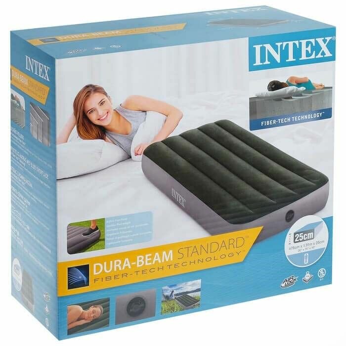 Матрас надувной 76*191*25см "Fiber-Tech" (64760, "Intex")