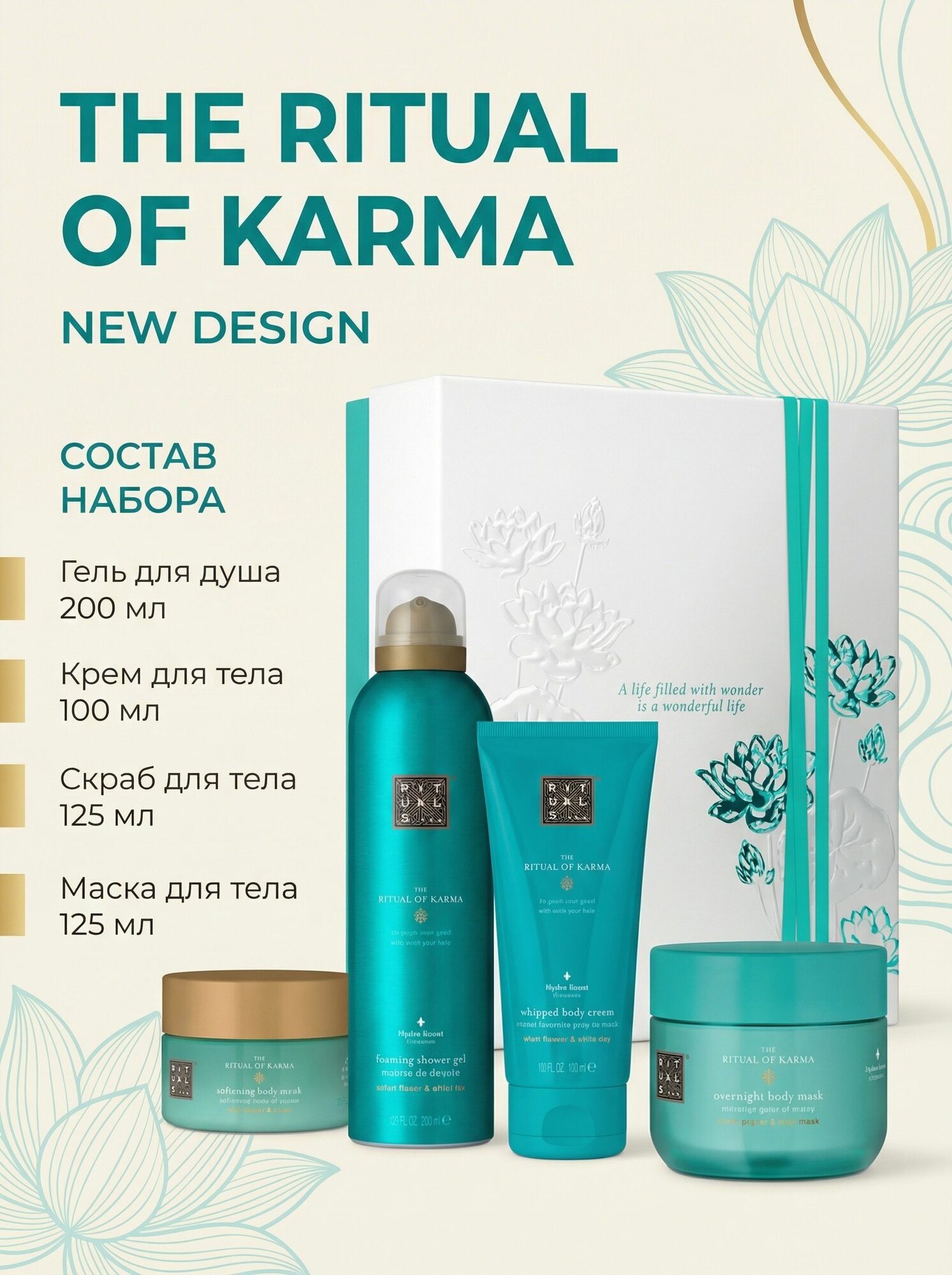 RITUALS. Подарочный набор косметики с ароматом лотоса и белого чая (THE RITUAL OF Karma gift set M) размер M