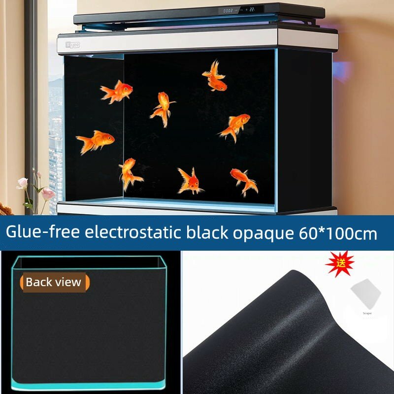 Черная статическая пленка для аквариума - 60x100 см, без клея, непрозрачная, для внешней стороны аквариума