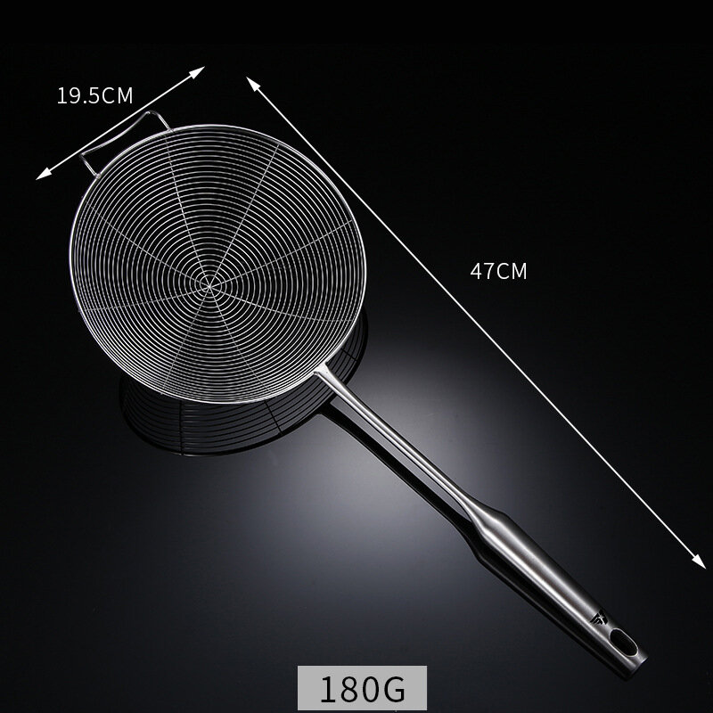 Скиммер из нержавеющей стали 304 с шлифованной длинной ручкой, усиленный и утолщенный, подходит для приготовления блюд в горячей кастрюле, жарки и извлечения лапши.