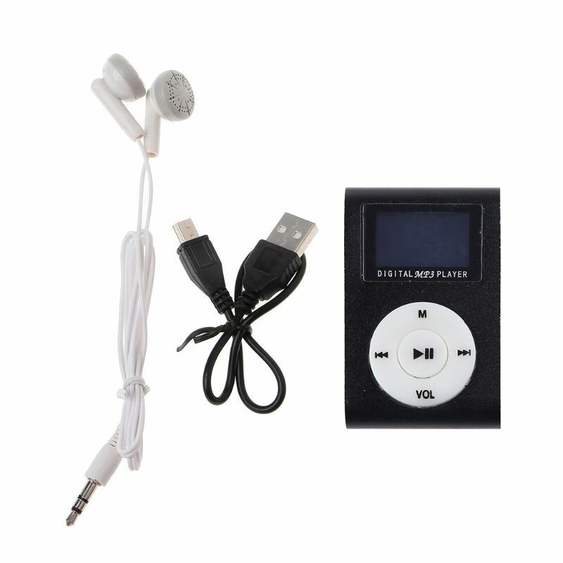 MX-808 Мини USB MP3 плеер с LCD экраном и MicroSD картой, Черный