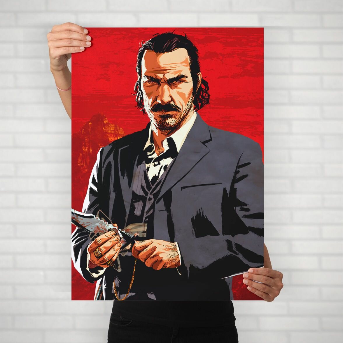 Плакат на стену для интерьера Red Dead Redemption 2 (Датч Ван Дер Линде 1) - Постер по игре формата А1 (60x84 см)