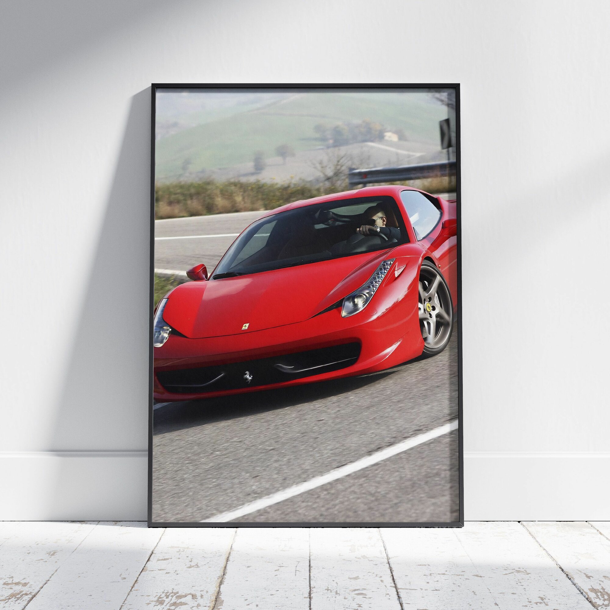 Плакат на стену для интерьера Спорткар (Ferrari 458 Italia 7) - Постер по спортивным гоночным машинам автомобилям формата А4 (21x30 см)