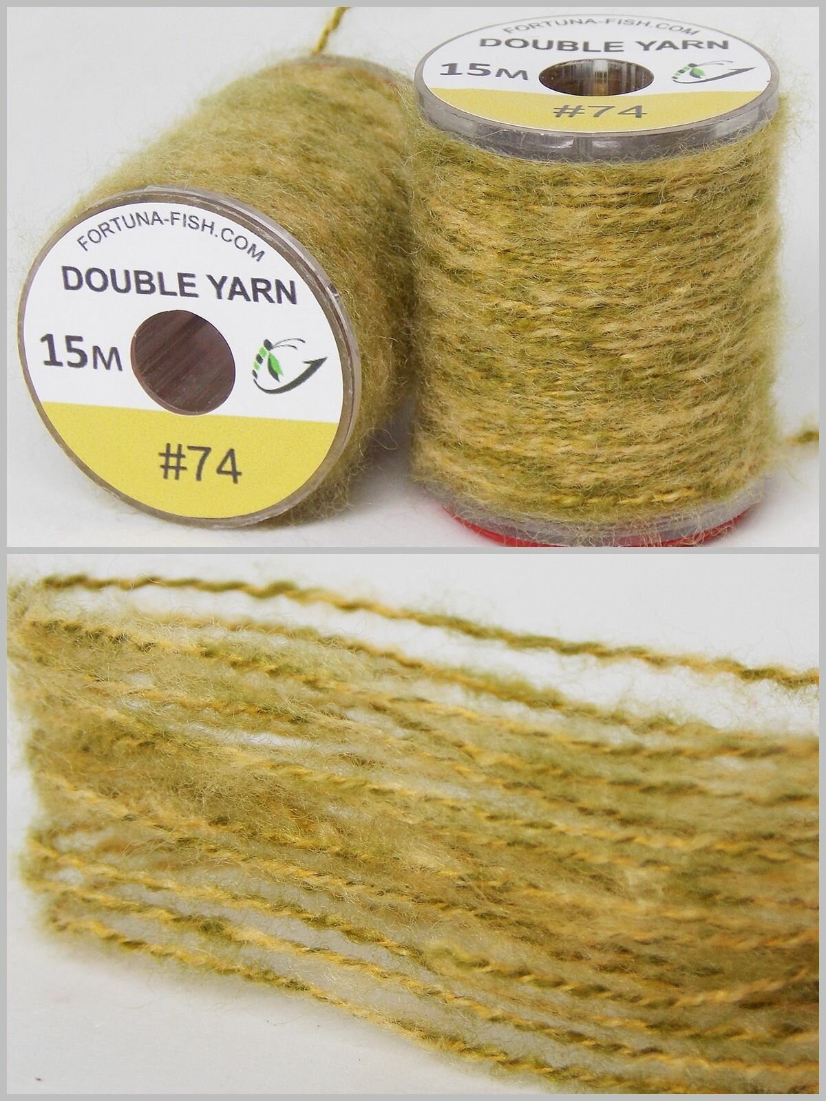 Пряжа Double Yarn #74 - Olive / Pale Yellow (15 м.)