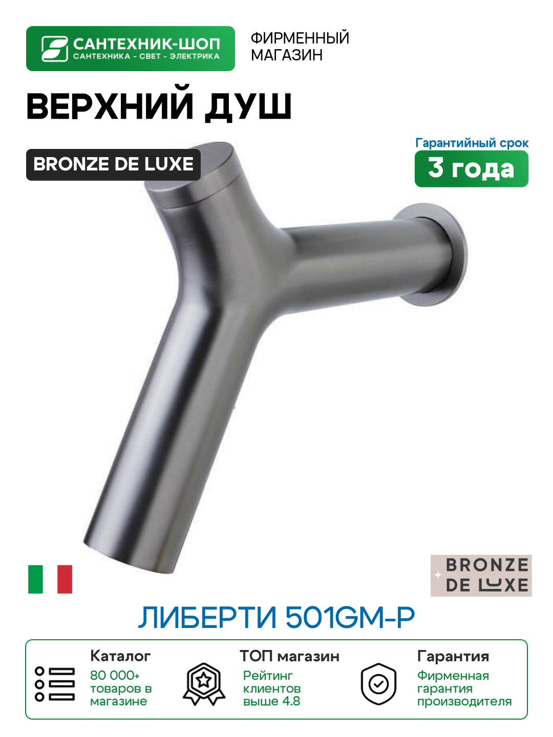 Верхний душ Bronze de Luxe Liberty 501GM-P цвет Графит