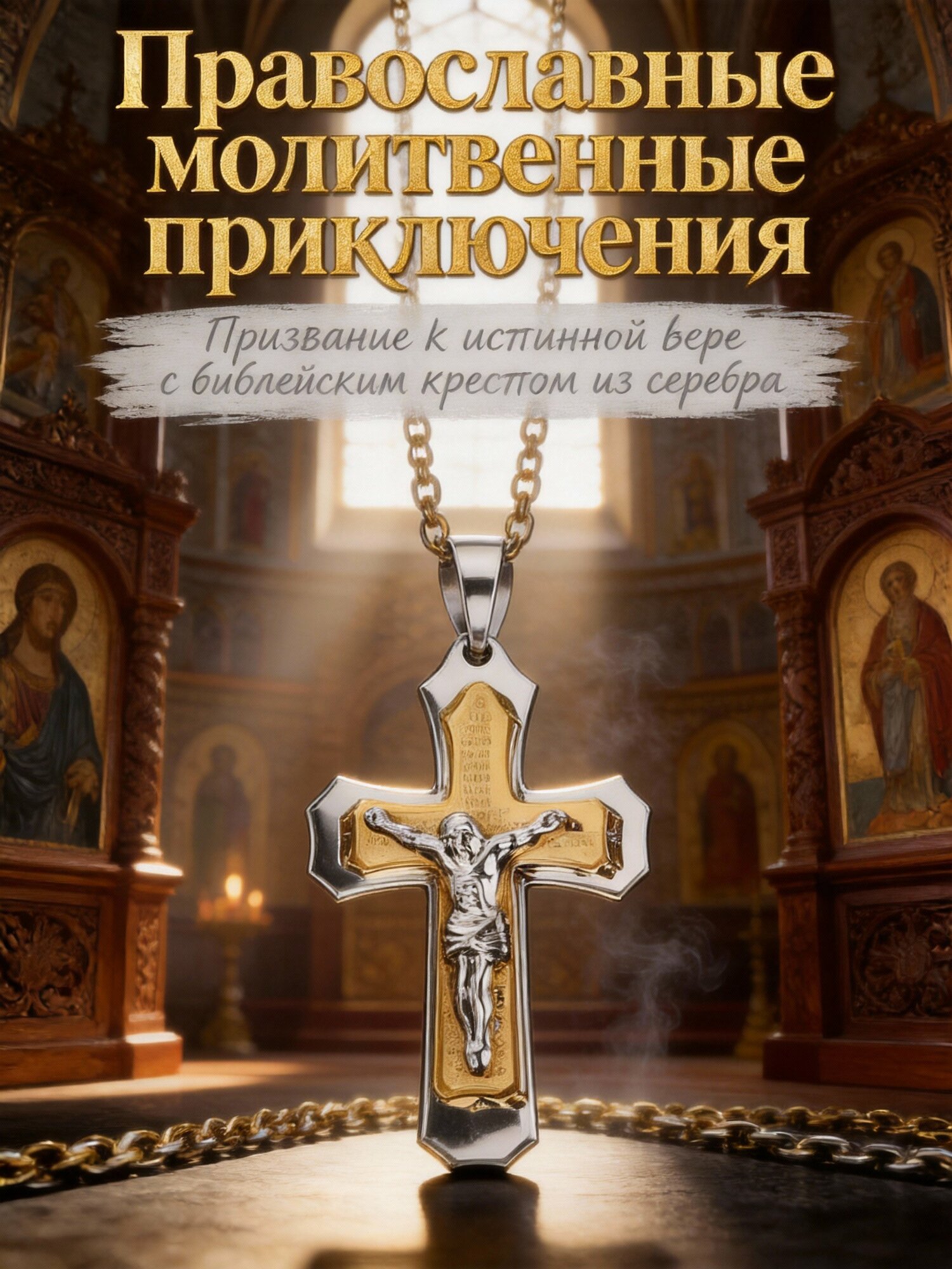 Праздничные молитвенные принадлежности, православная цепочка с библейским крестом из нержавеющей стали для церковной молитвы и богослужений