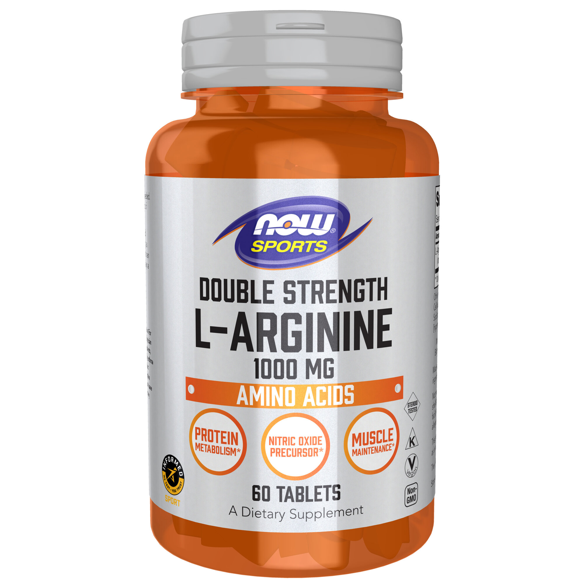 NOW L-Arginine, Аргинин, 1000мг 60 таблеток, Спортивное питание, аминокислоты для набора мышечной массы, для похудения