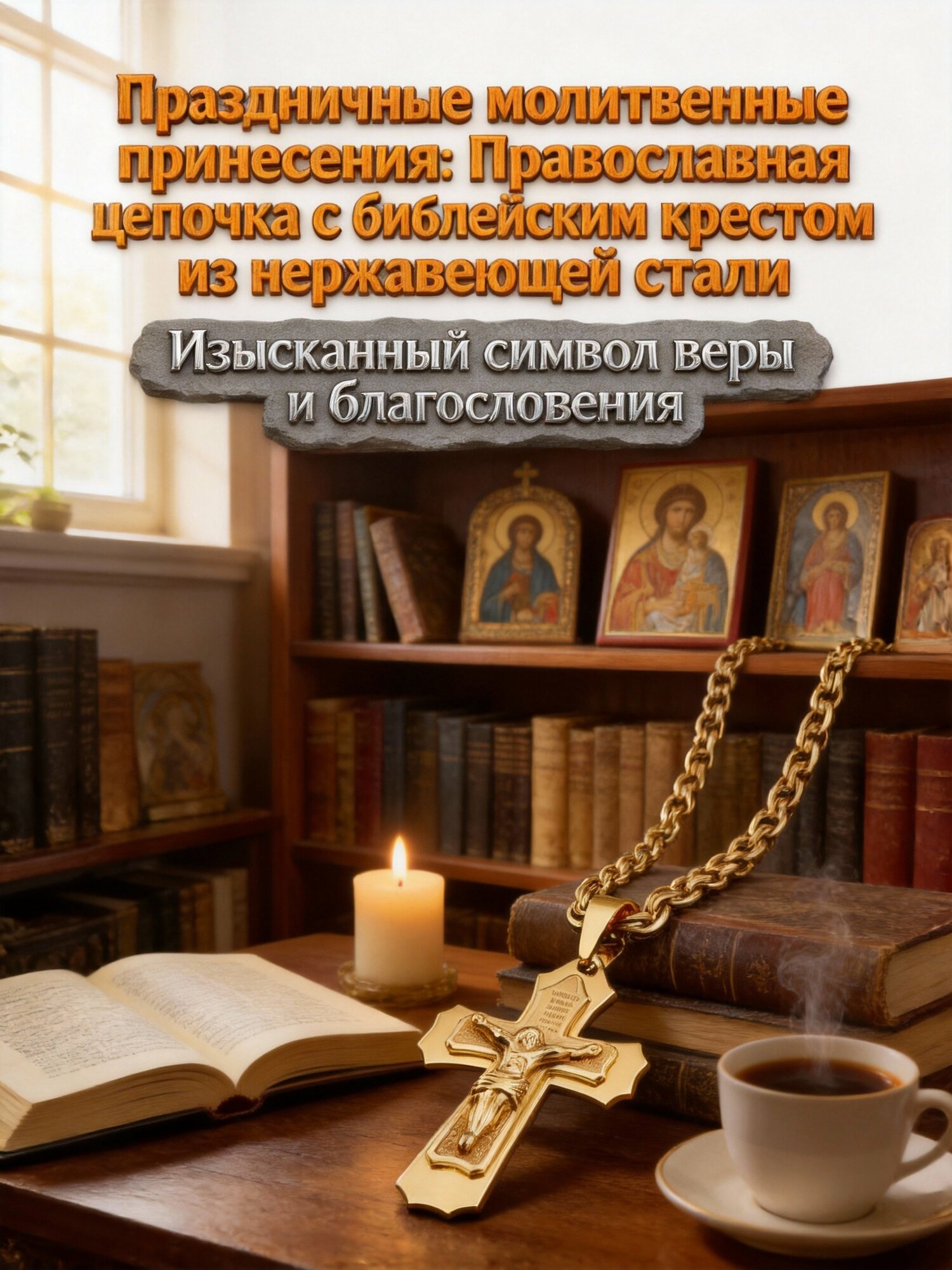 Праздничная молитвенная принадлежность, православная цепочка с библейским крестом из нержавеющей стали для молитвы и памятного подарка