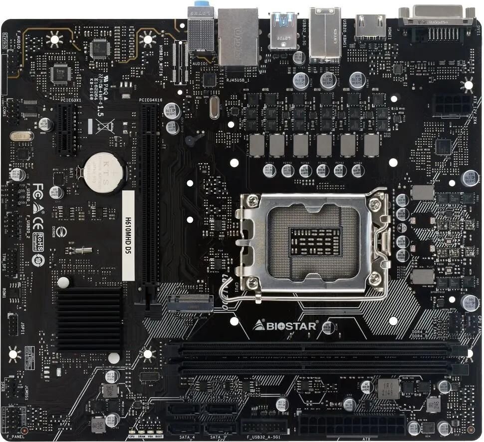 Материнская плата Biostar "H610MHD", совместимость с процессорами Intel 12-го поколения