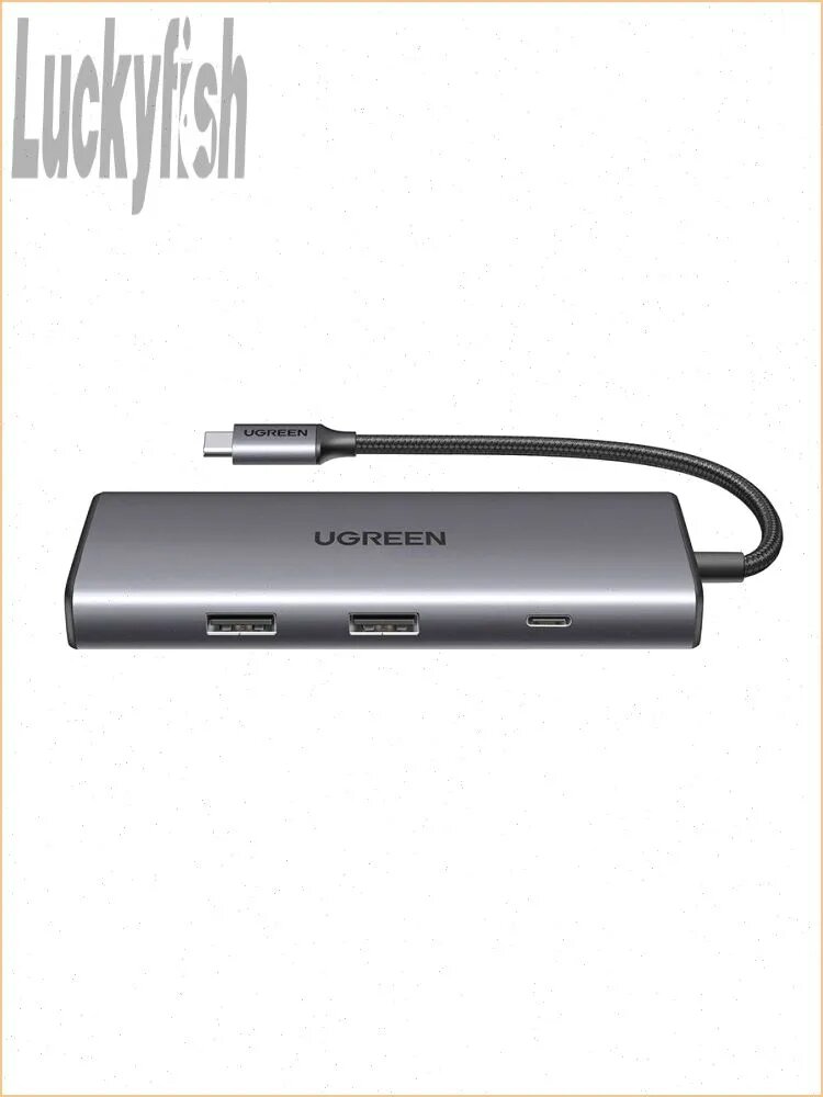 USB-концентратор UGREEN, 4 порта, USB Type-C, HDMI 4K, USB 3.2, SD/TF, PD, серый