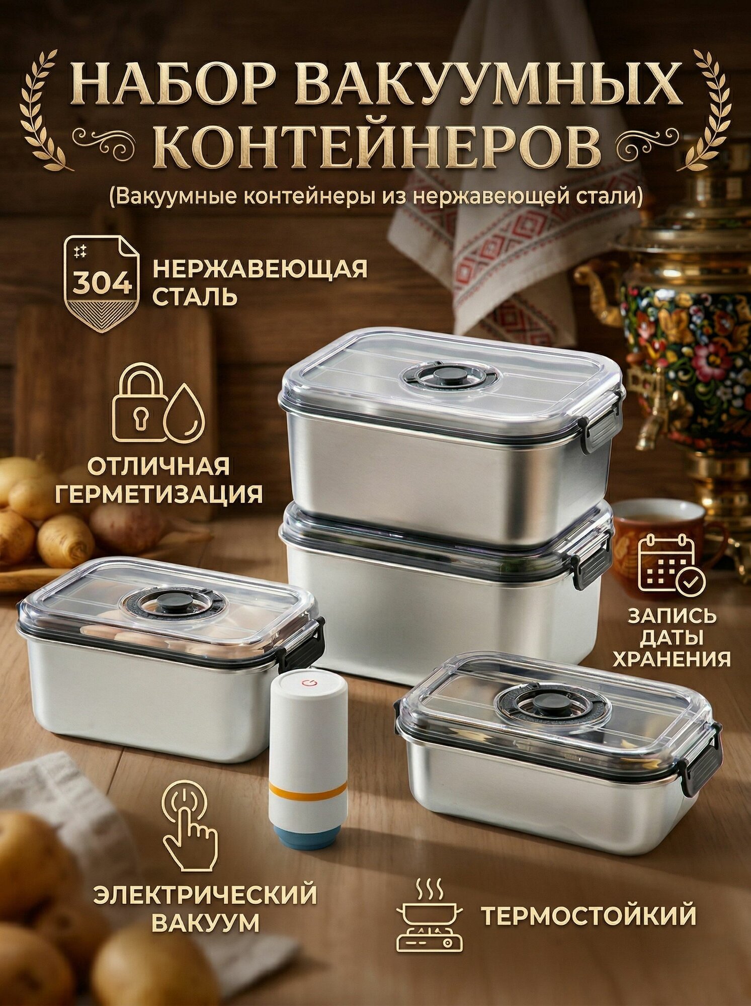 Крышка для контейнера, 9000 мл, 5 шт