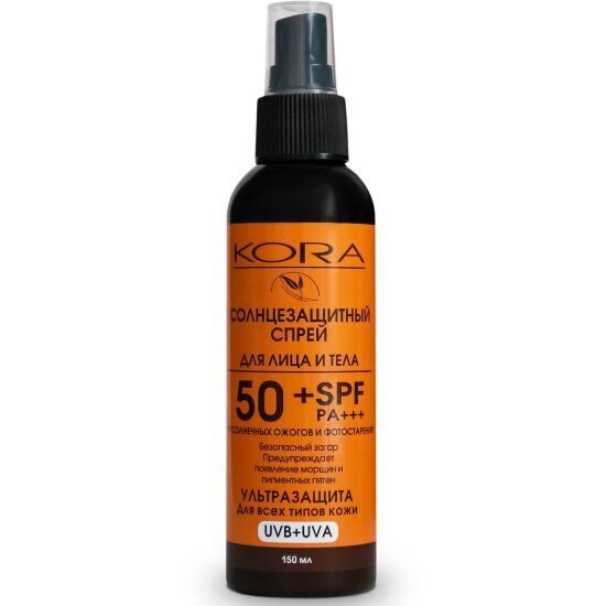 Солнцезащитный спрей для лица и тела Kora SPF-50, 150 мл