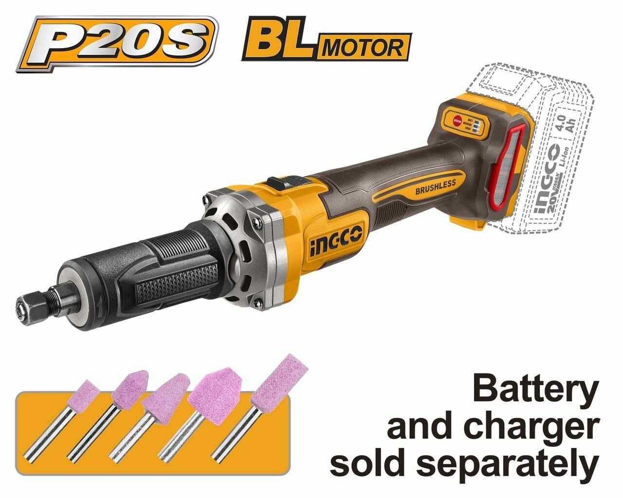 Гравер аккумуляторный 30000 об/мин INGCO / Без АКБ и ЗУ