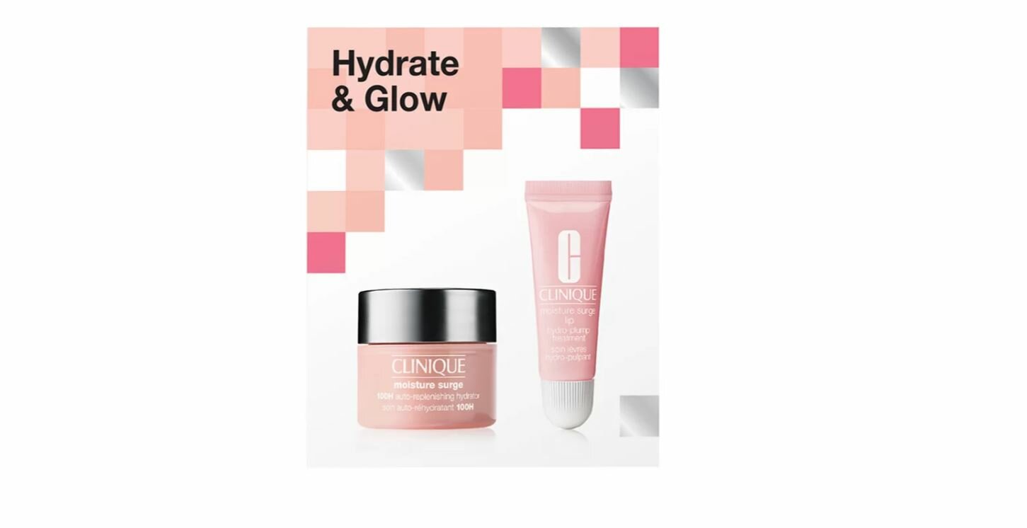 Clinique Hydrate Glow Set Подарочный набор для увлажнения кожи лица и губ, 300 г