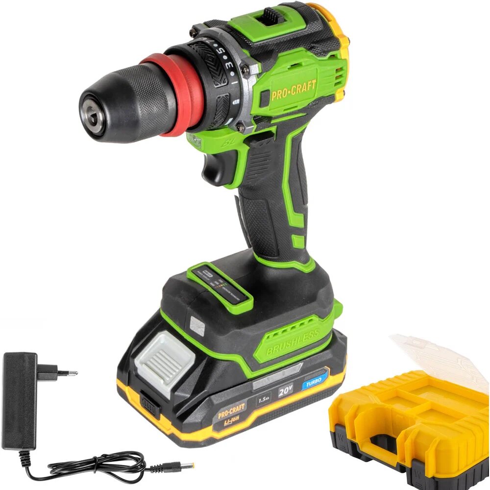 Шуруповерт аккумуляторный PROCRAFT PA18Pro DFR 20В 30Нм (1 АКБ 1,5Ач+ЗУ+Кейс) PA18Pro DRF-1b-c