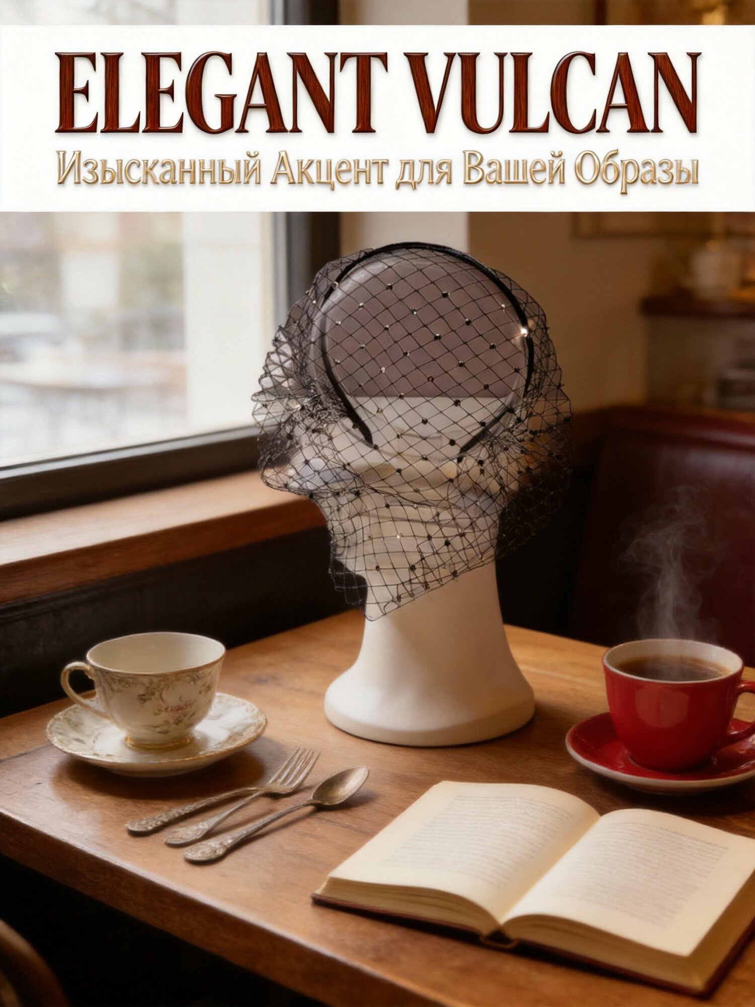 Повязка на голову с вуалью, закрывающая лицо с сверкающими стразами и нежным жемчугом на сетчатой ткани для элегантного образа