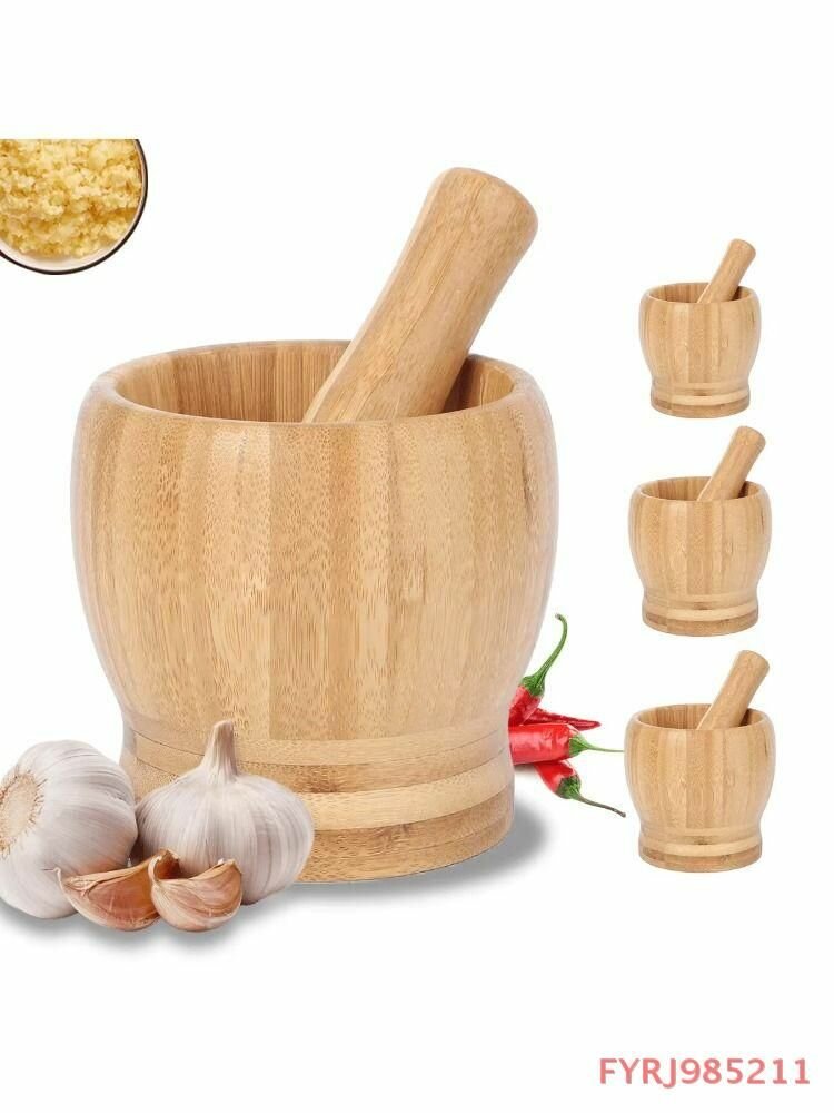 Ступка с пестиком, Бамбук, 9.8 см, 1 шт