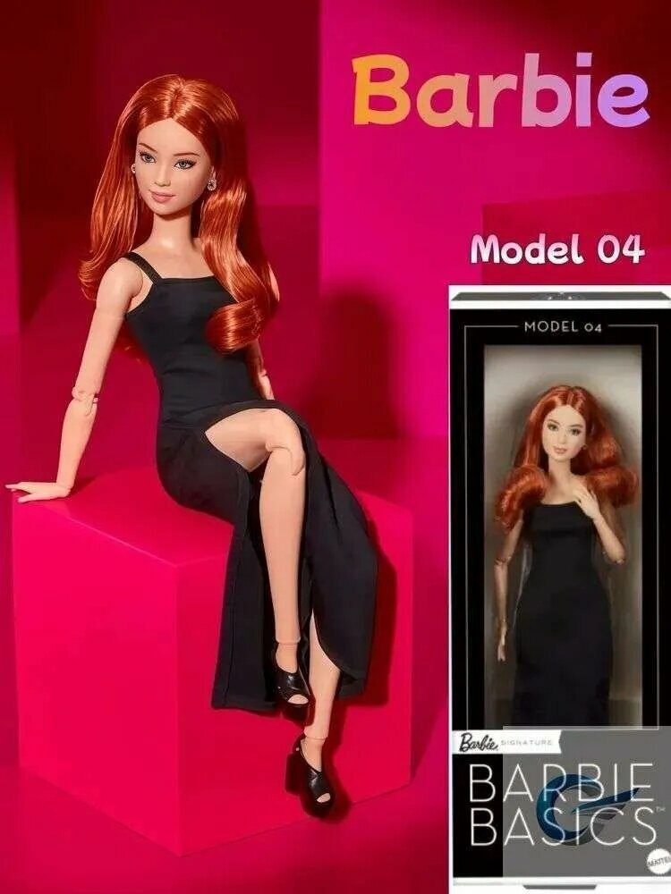 Кукла Mattel Barbie Signature Basics - Коллекционная кукла с рыжими волосами в черном платье
