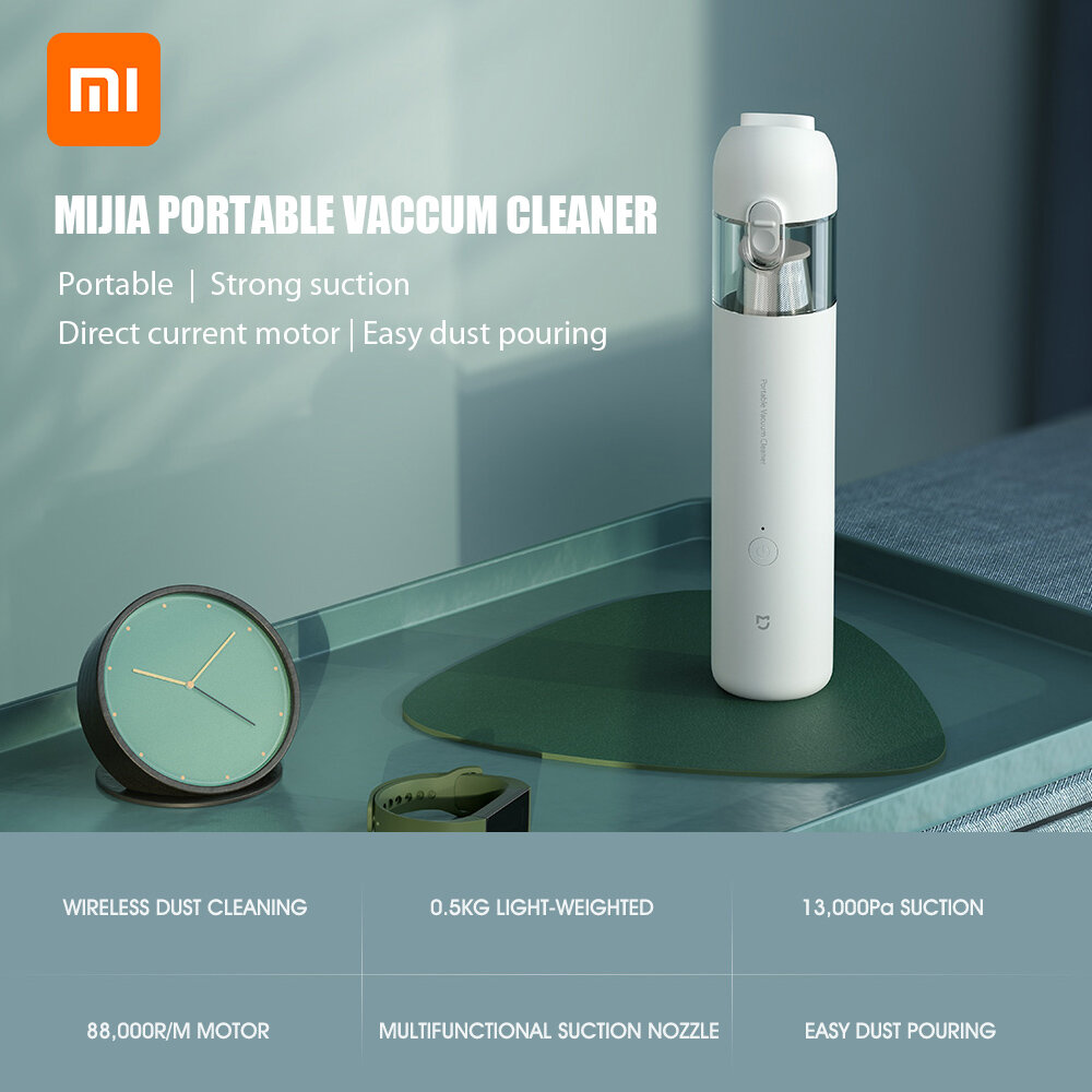 Портативный пылесос Xiaomi Mijia, легкий, сильное всасывание 13000 Па, бытовой