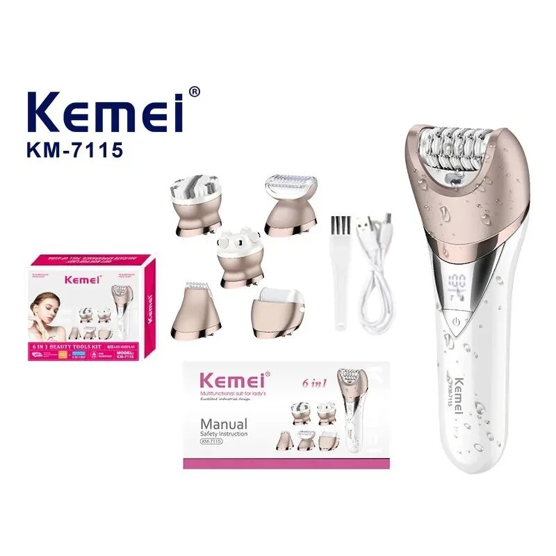 Kemei KM-7115 эпилятор 6 в 1 с коробкой