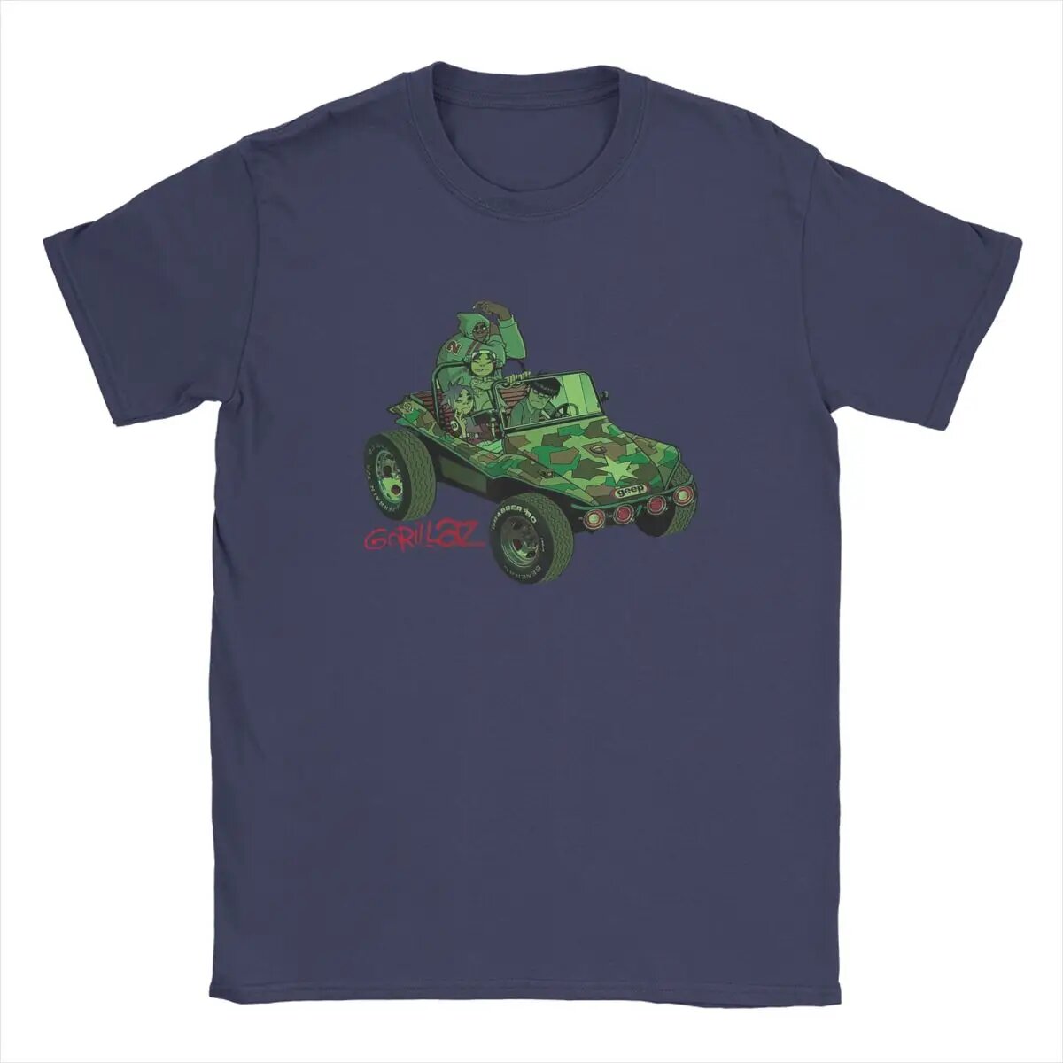 Gorillaz Geep Logo Reverse Мужская футболка Музыкальная группа Панк-рок 90-х годов Y2K Винтажная футболка с коротким рукавом и круглым вырезом Хлопок Плюс Размер Топ